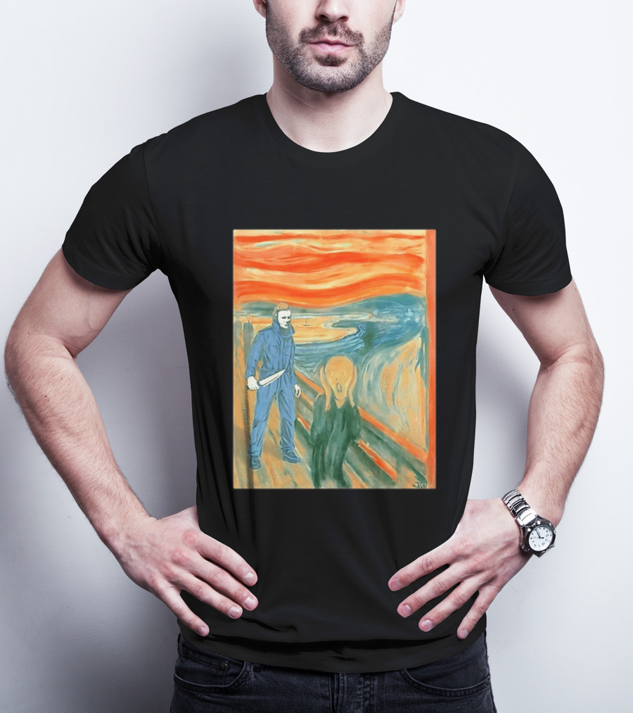 Michael Myers Meets The Scream Edvard Munch Mashup T-Shirt