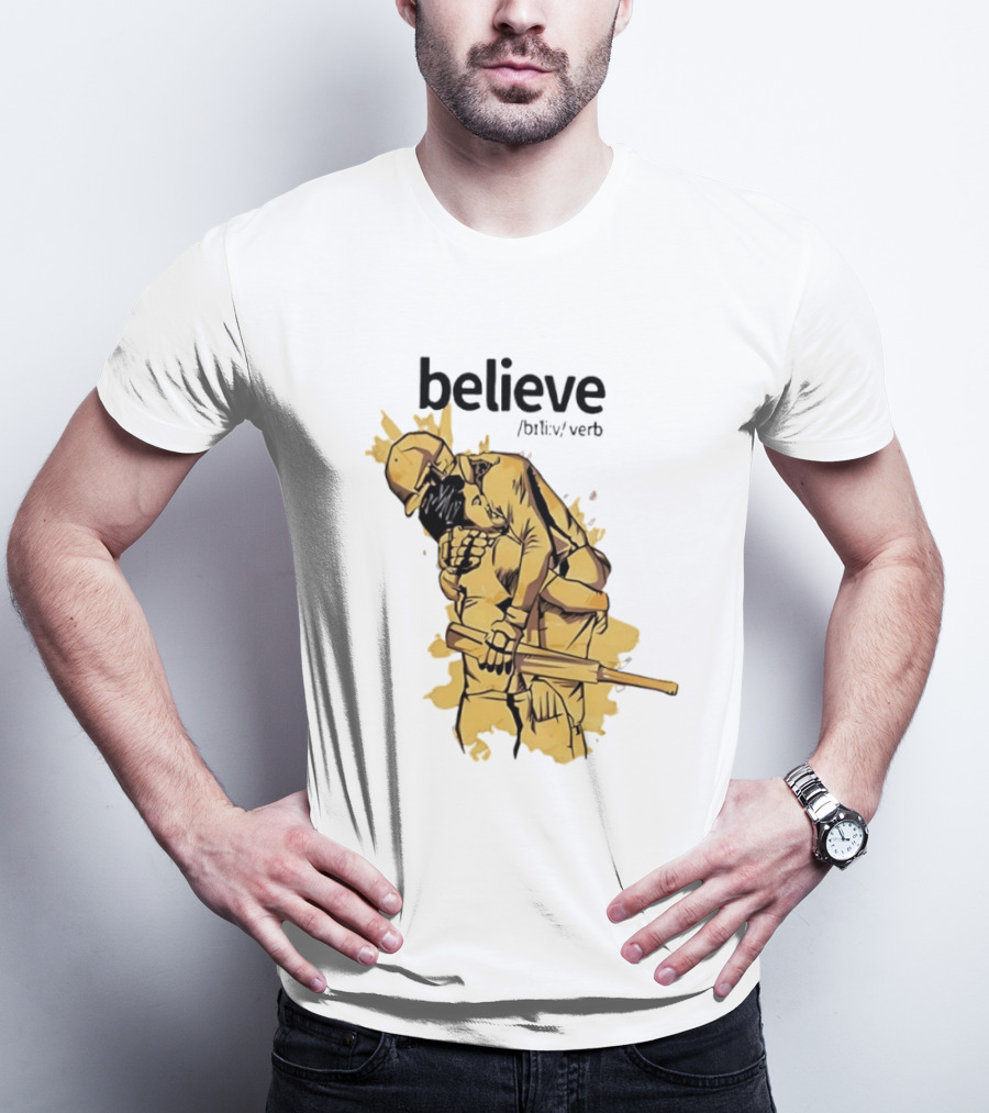 Believe Verb Definition Inspirational Motivation Embrace Cricket Players Hugging T-Shirt