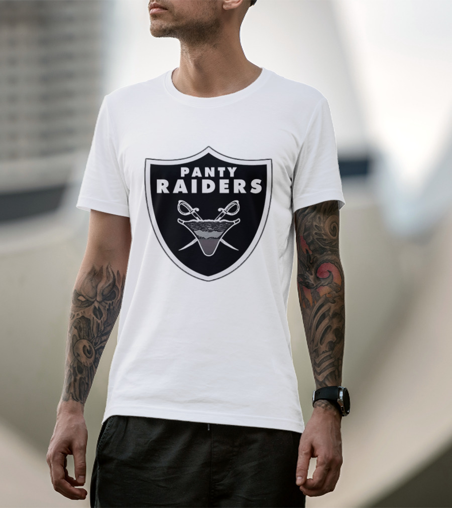 Las Vegas Panty Raiders Shield Swords And Underwear Crest T-Shirt