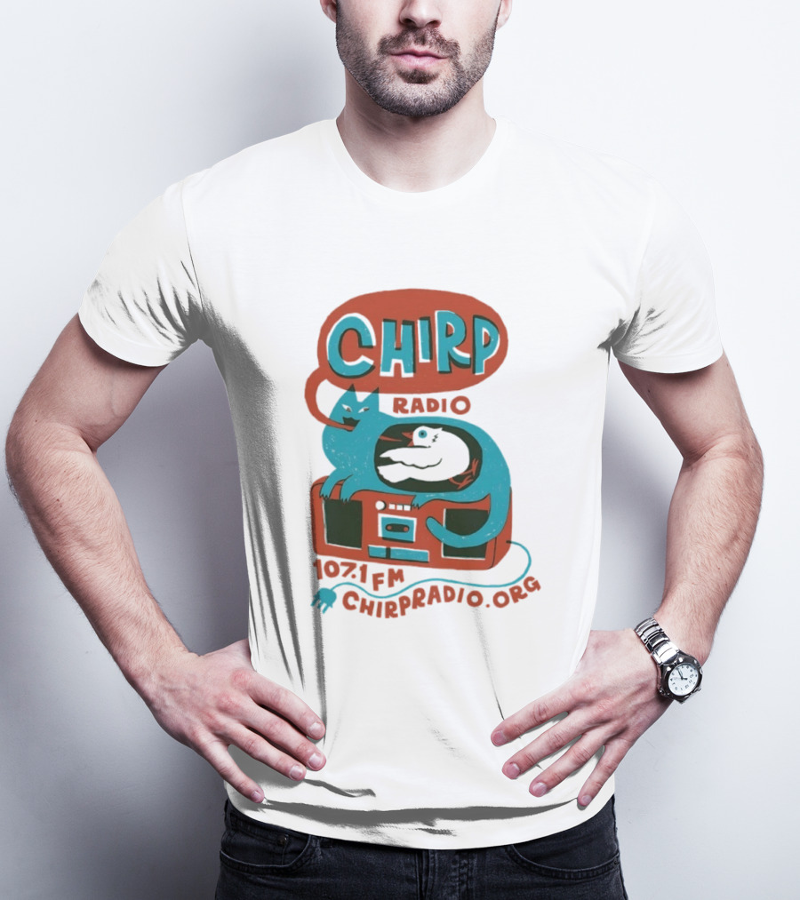 CHIRP Radio 107.1 FM Chicago Cat And Bird CHIRPRADIO.ORG T-Shirt