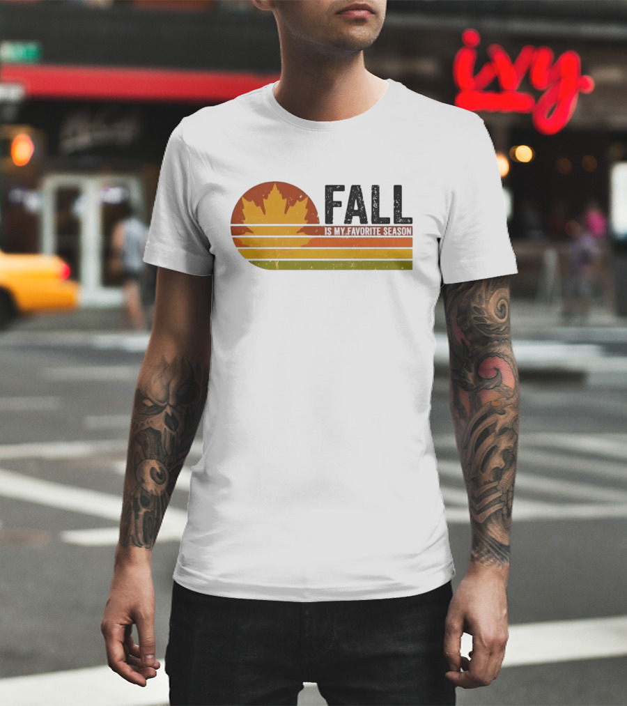 Distressed Fall Is My Favorite Season Maple Leaf T-Shirt