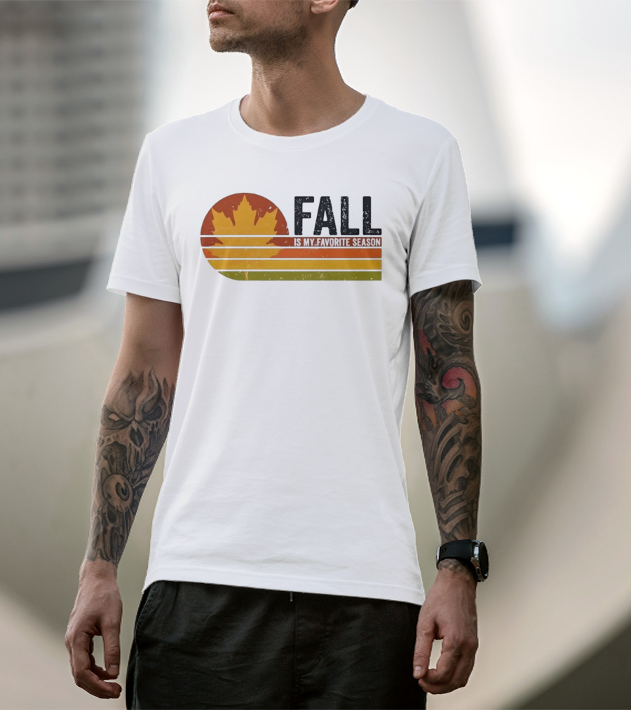 Distressed Fall Is My Favorite Season Maple Leaf T-Shirt