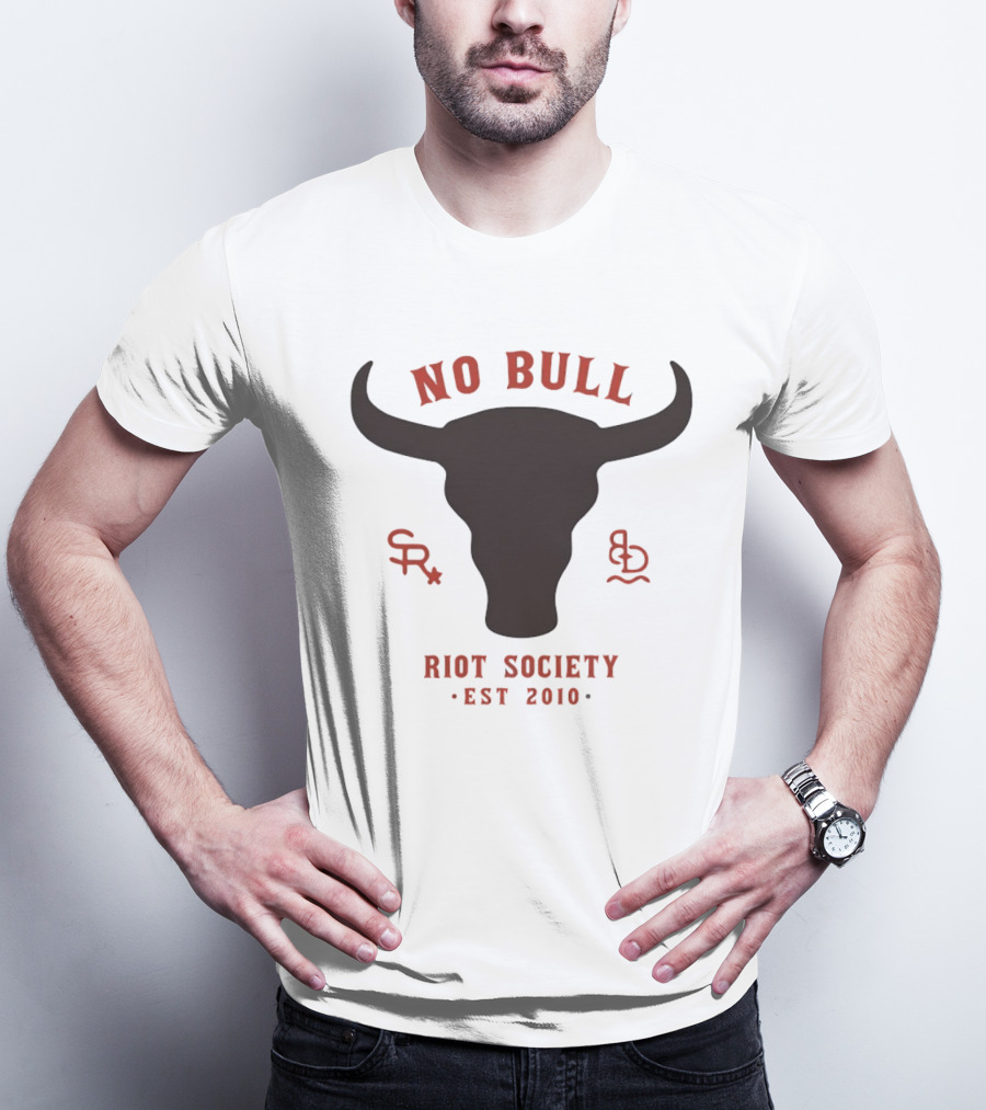 No Bull Riot Society Est 2010 Western Streetwear Bull Head Western T-Shirt
