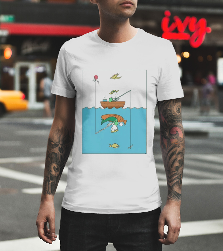 Owenbroadcast Fishing Bear With Turtle And Balloon T-Shirt
