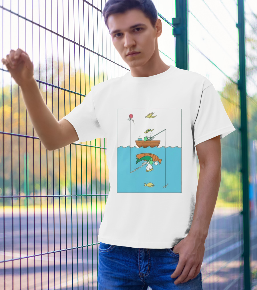 Owenbroadcast Fishing Bear With Turtle And Balloon T-Shirt