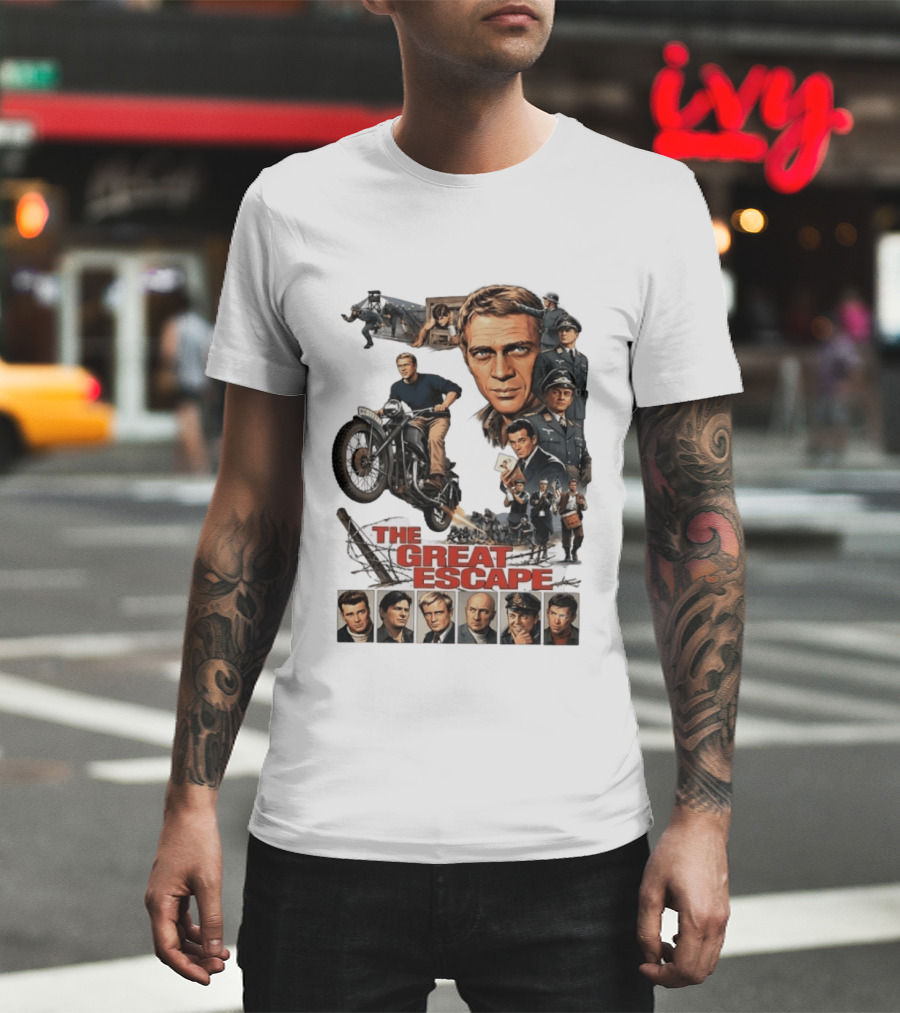The Great Escape Classic Cinema Movie Steve McQueen 60s War Film T-Shirt