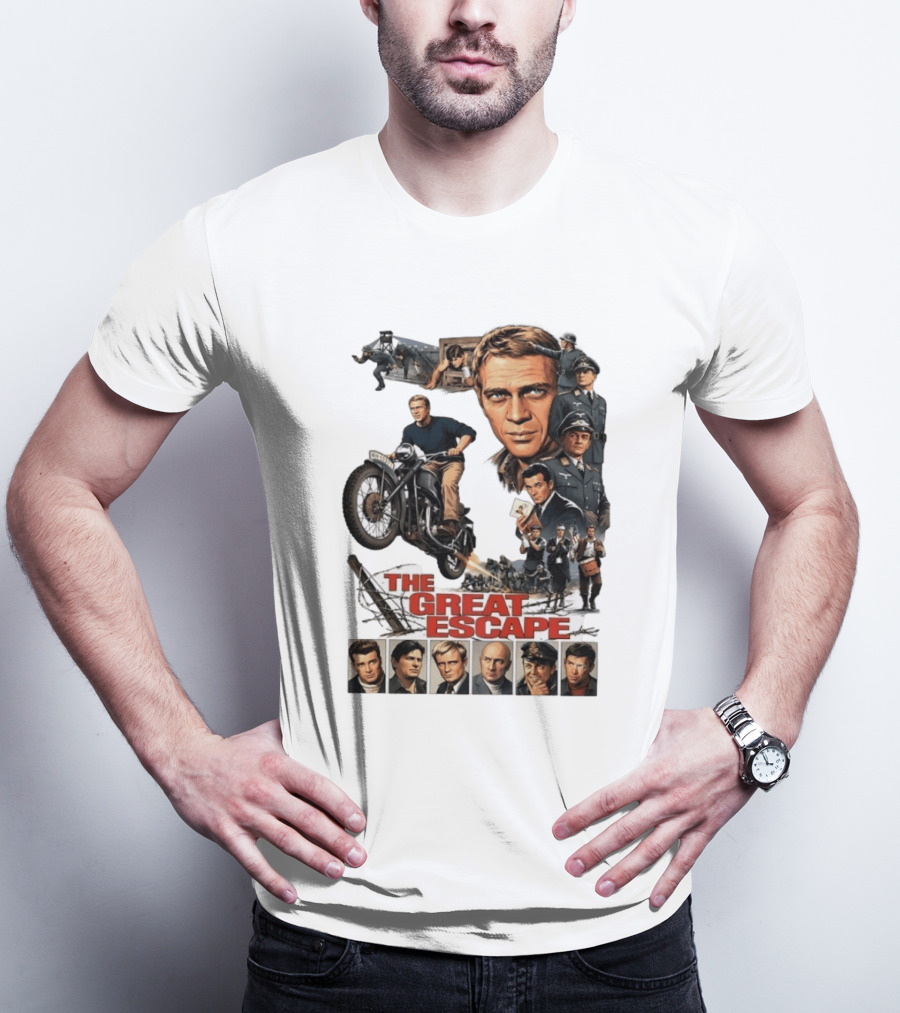 The Great Escape Classic Cinema Movie Steve McQueen 60s War Film T-Shirt