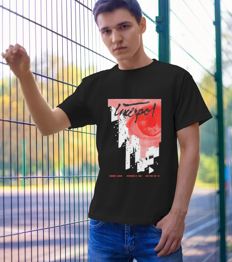 Interpol New York September 27 2026 Tour Cities Skyline Red Moon T-Shirt