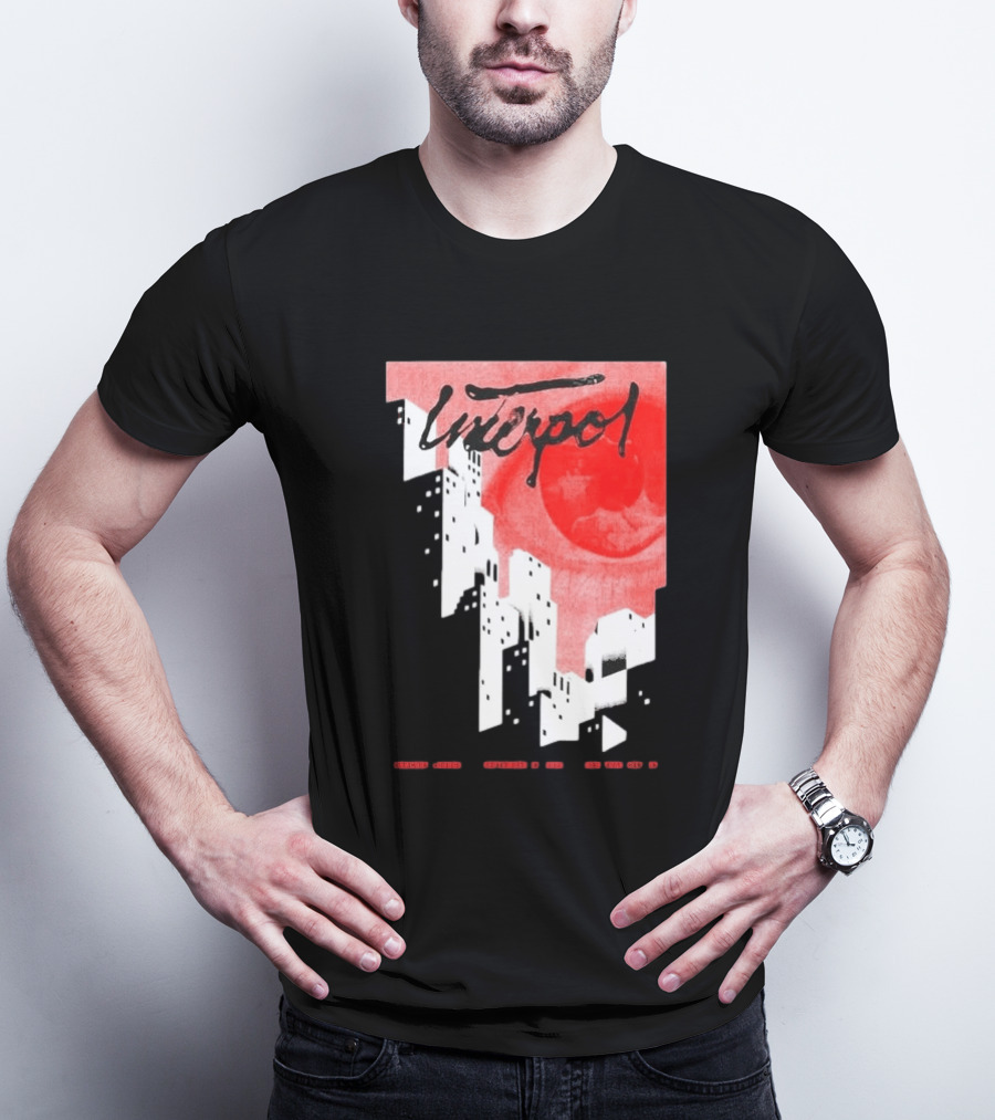 Interpol New York September 27 2026 Tour Cities Skyline Red Moon T-Shirt