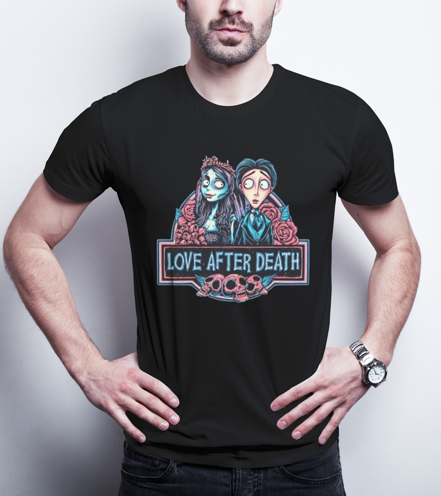 Corpse Bride Love After Death Tim Burton Roses Skulls T-Shirt