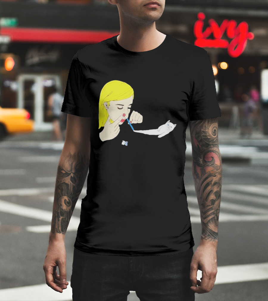 Ripndip Nermal Snorting Cat Blonde Girl Streetwear T-Shirt