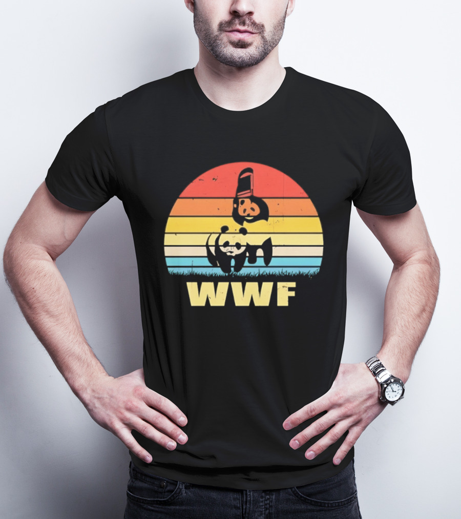 WWF Panda Retro Sunset World Wildlife Fund T-Shirt