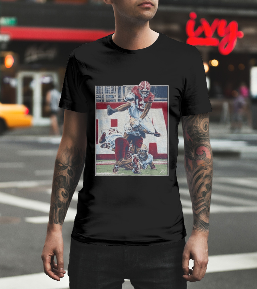 Alabama Football EJ Crowell Leaping Over Noles Defenders T-Shirt