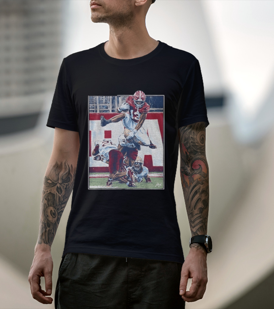 Alabama Football EJ Crowell Leaping Over Noles Defenders T-Shirt