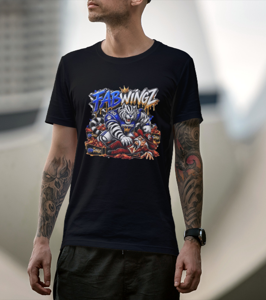 FABWINGZ 00 Tiger Vs Old Cowboy In Chicken Wings Battle T-Shirt