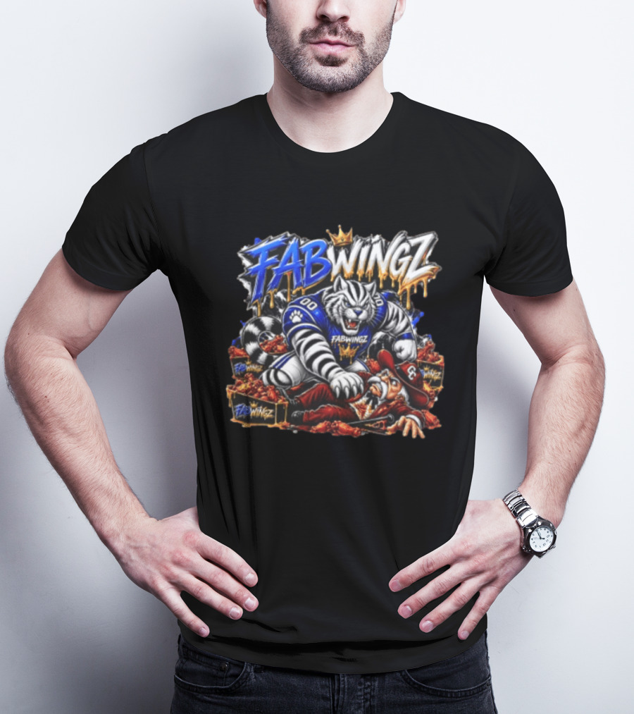 FABWINGZ 00 Tiger Vs Old Cowboy In Chicken Wings Battle T-Shirt