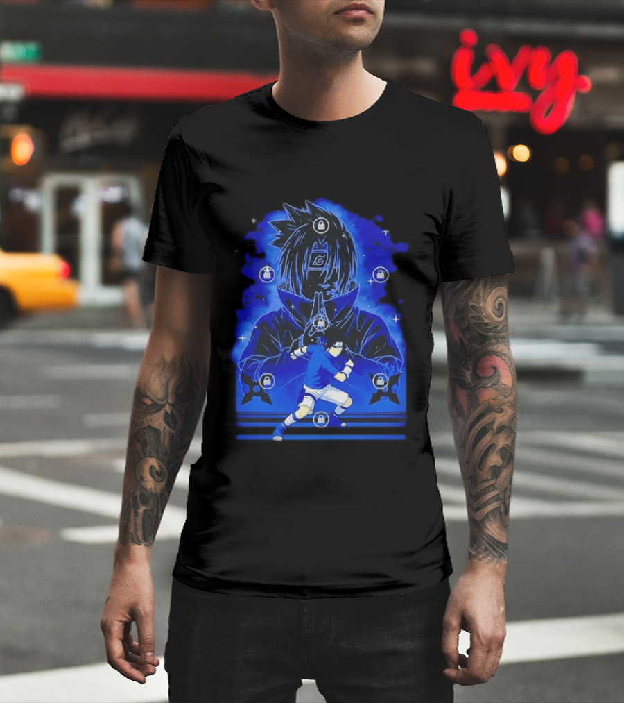 Sasuke Uchiha Naruto Anime Ninja Sharingan Chidori Jutsu T-Shirt