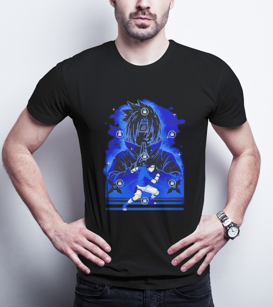 Sasuke Uchiha Naruto Anime Ninja Sharingan Chidori Jutsu T-Shirt