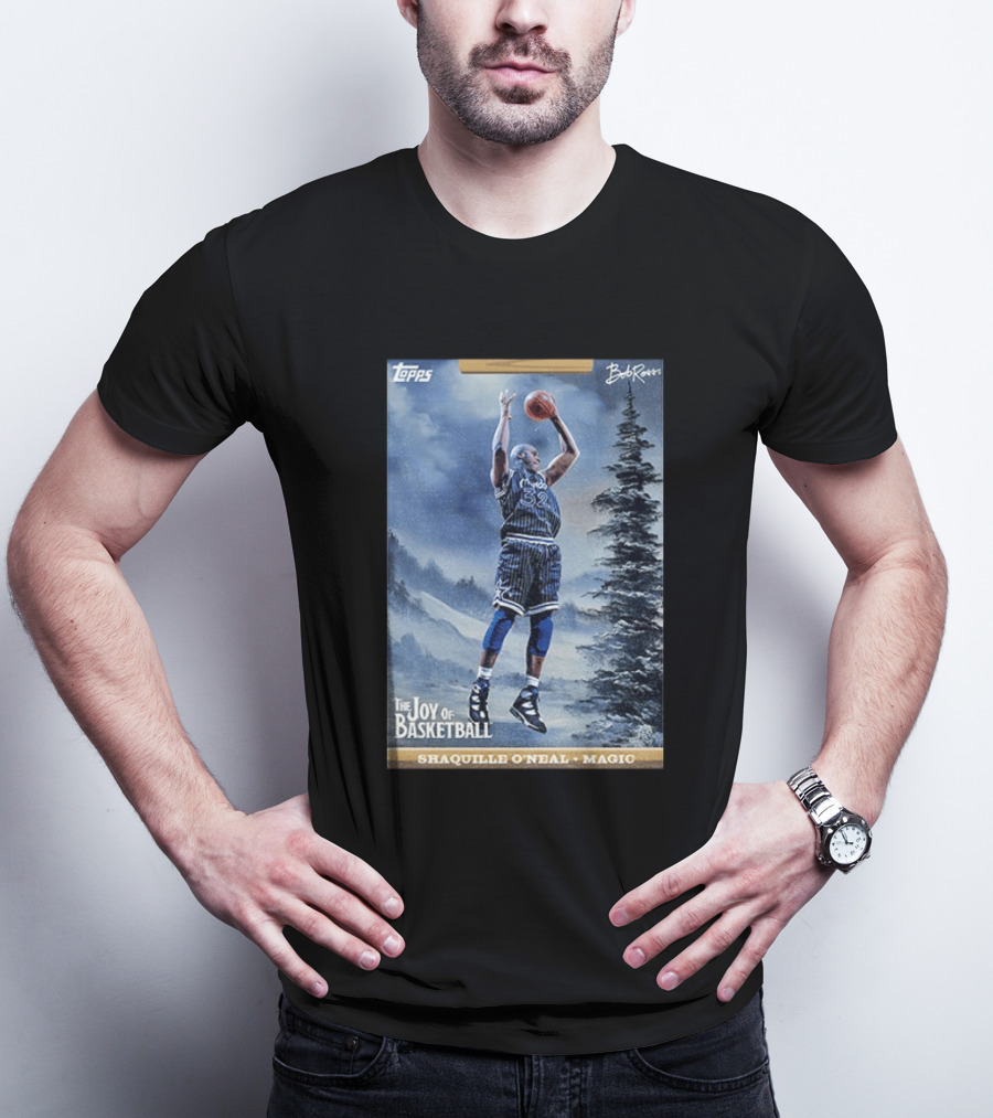 Shaquille O'Neal Magic Topps Bob Ross The Joy Of Basketball Card T-Shirt