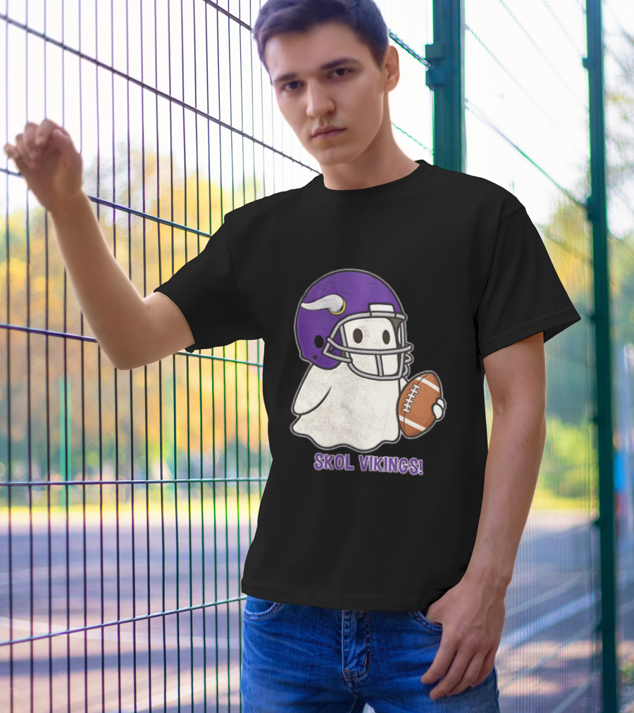 Minnesota Vikings Skol Vikings Ghost Purple Football Helmet T-Shirt
