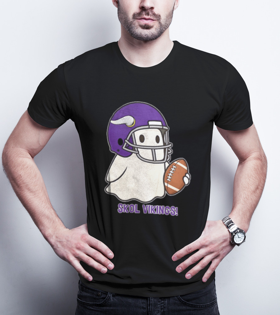 Minnesota Vikings Skol Vikings Ghost Purple Football Helmet T-Shirt