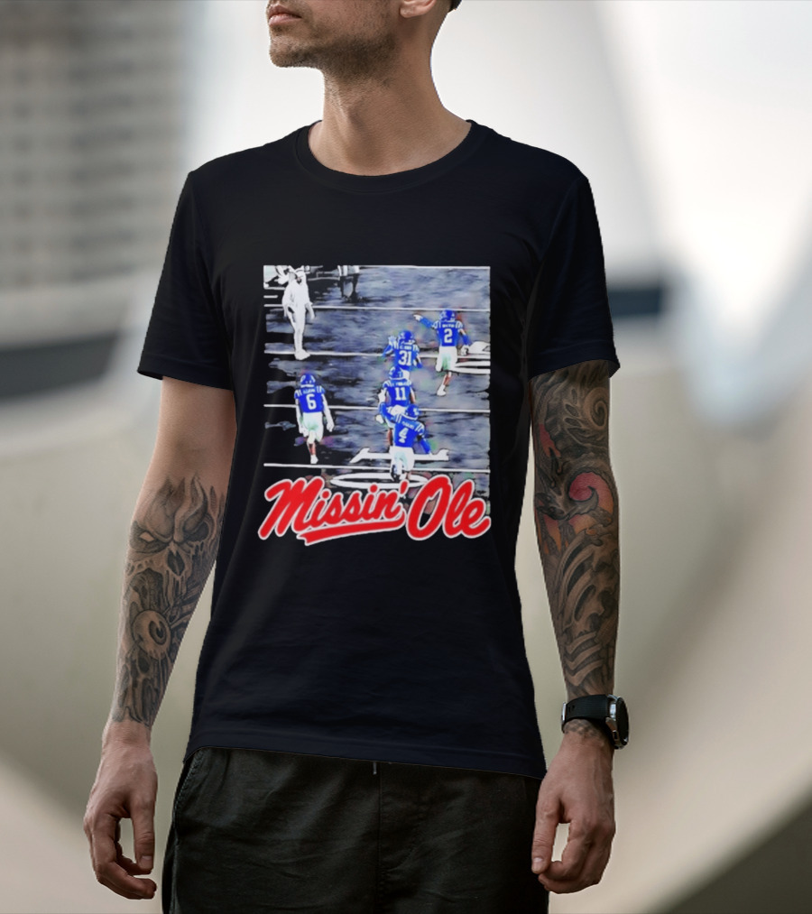 Missin' Ole Mississippi Rebels Football Players In Action T-Shirt