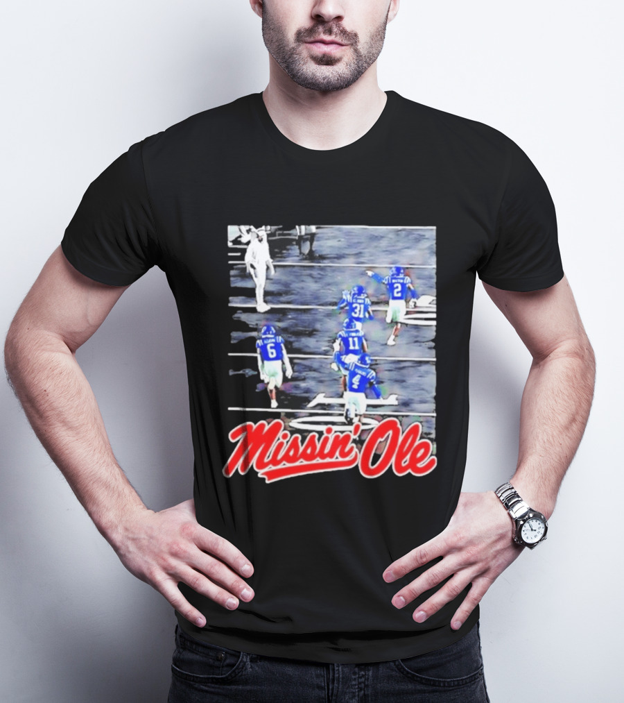 Missin' Ole Mississippi Rebels Football Players In Action T-Shirt