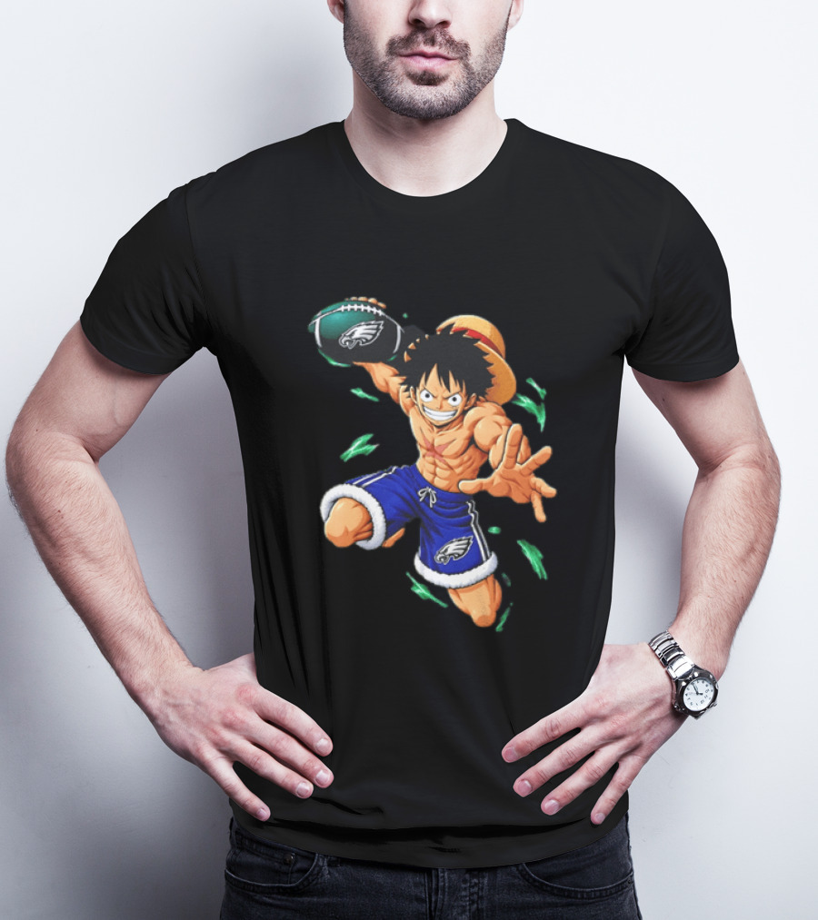 Monkey D. Luffy Philadelphia Eagles Football Anime T-Shirt