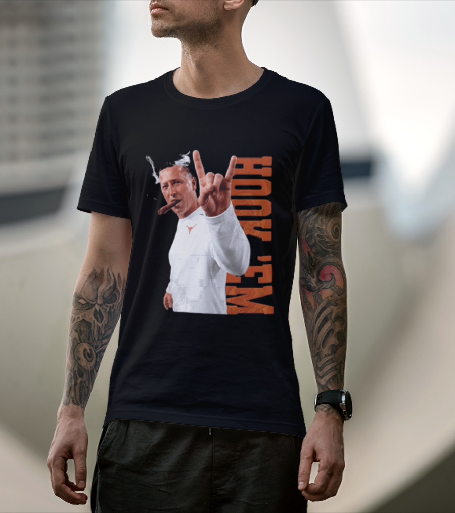 Steve Sarkisian Texas Longhorns NCAA Hook Em Smoking Cigar T-Shirt