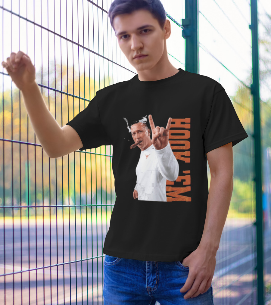 Steve Sarkisian Texas Longhorns NCAA Hook Em Smoking Cigar T-Shirt