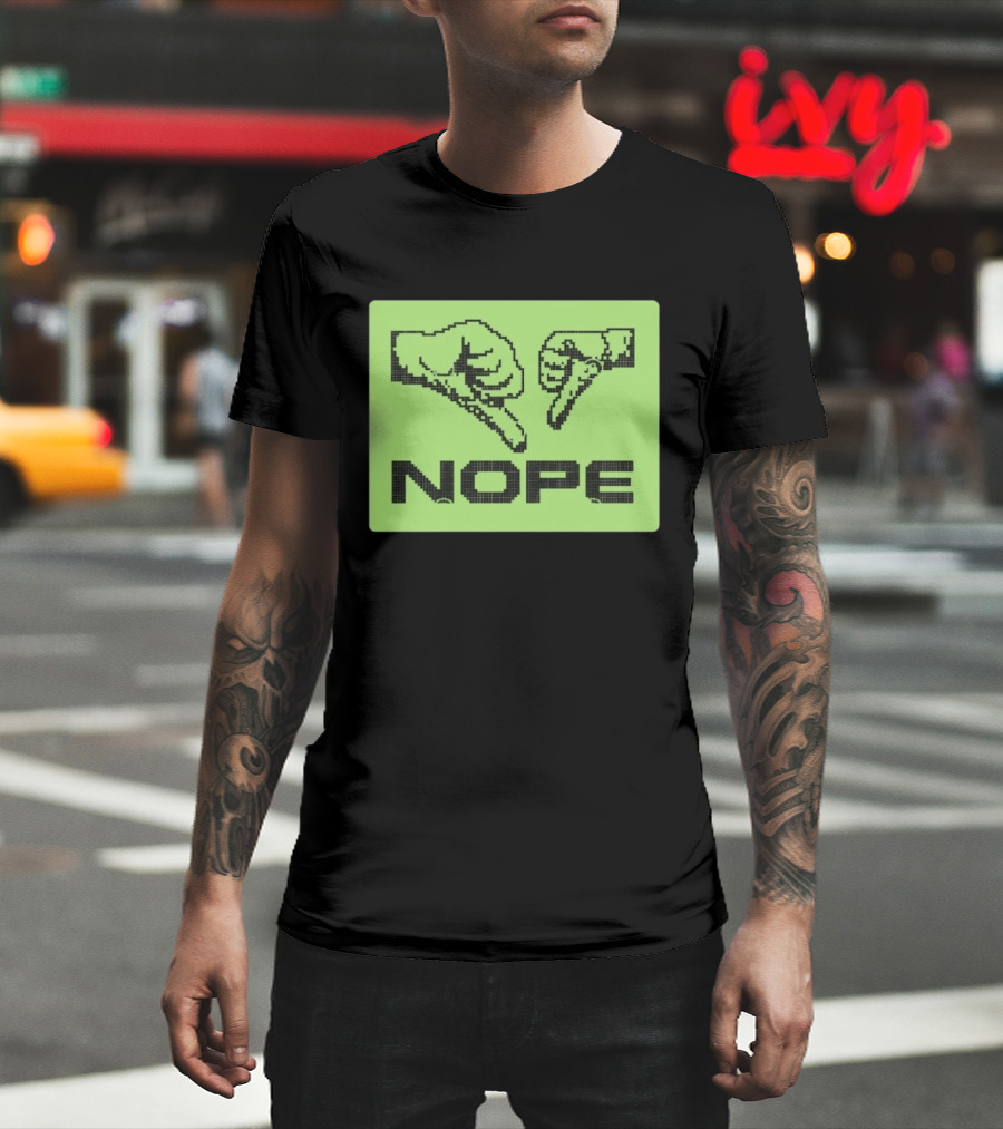 Nope Thumbs Down Pixel Art Dislike Expression T-Shirt