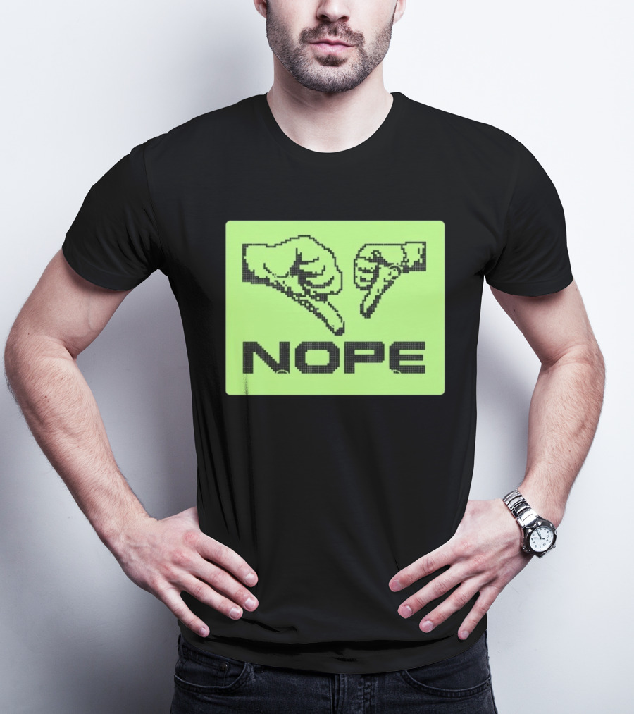 Nope Thumbs Down Pixel Art Dislike Expression T-Shirt