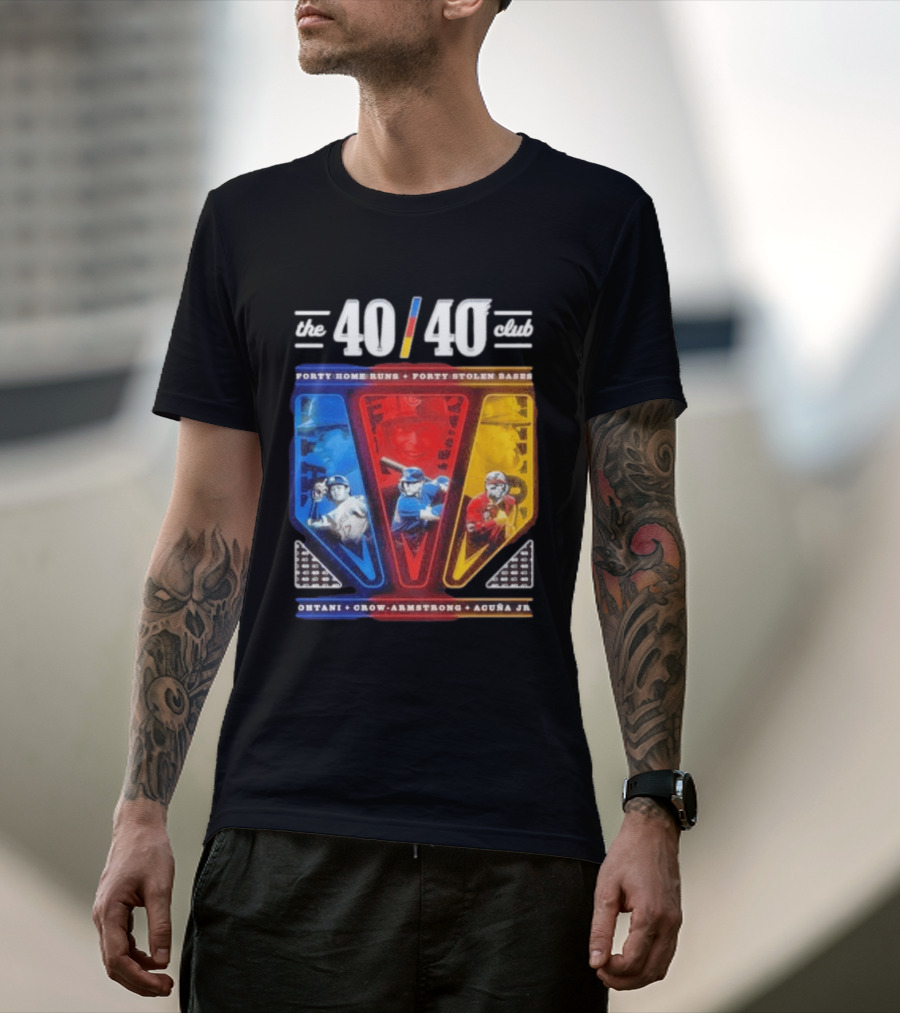 The 40 40 Club Forty Home Runs Forty Stolen Bases Ohtani Crow Armstrong Acuña Jr T-Shirt