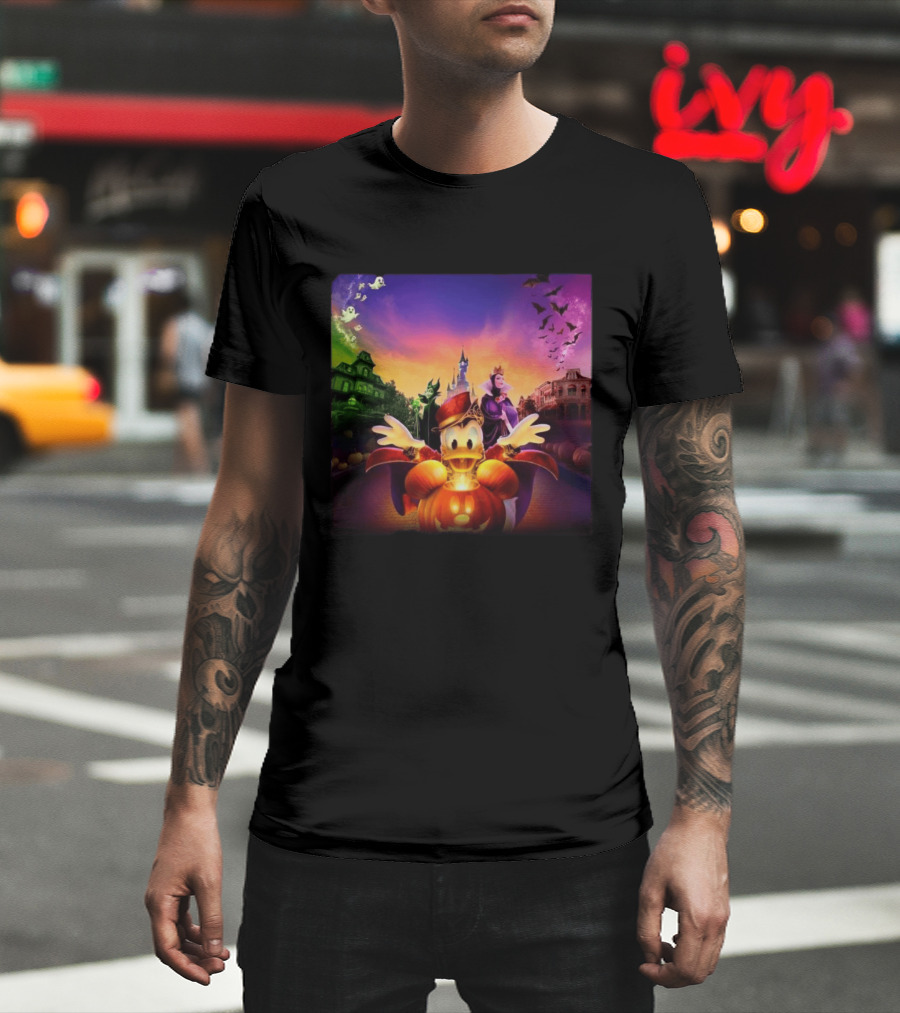 2026 Disney Halloween Festival Disneyland Paris With Haunted Mansion And Donald Duck T-Shirt