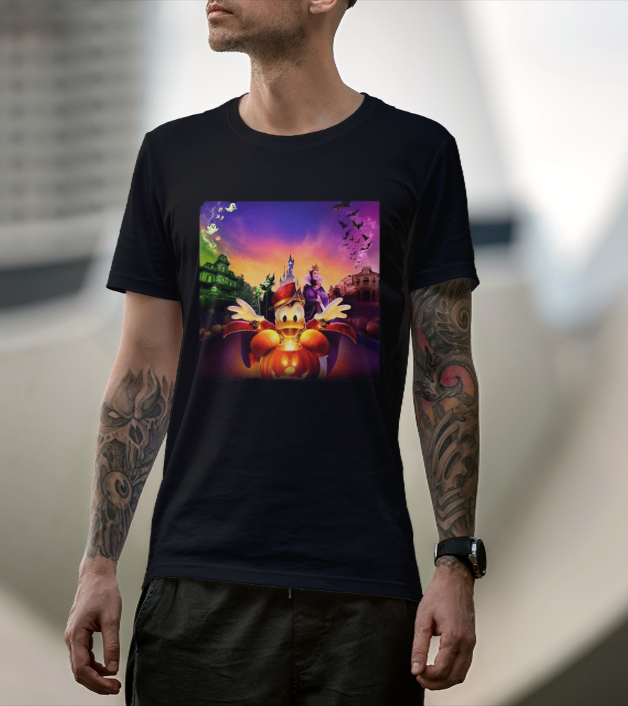 2026 Disney Halloween Festival Disneyland Paris With Haunted Mansion And Donald Duck T-Shirt