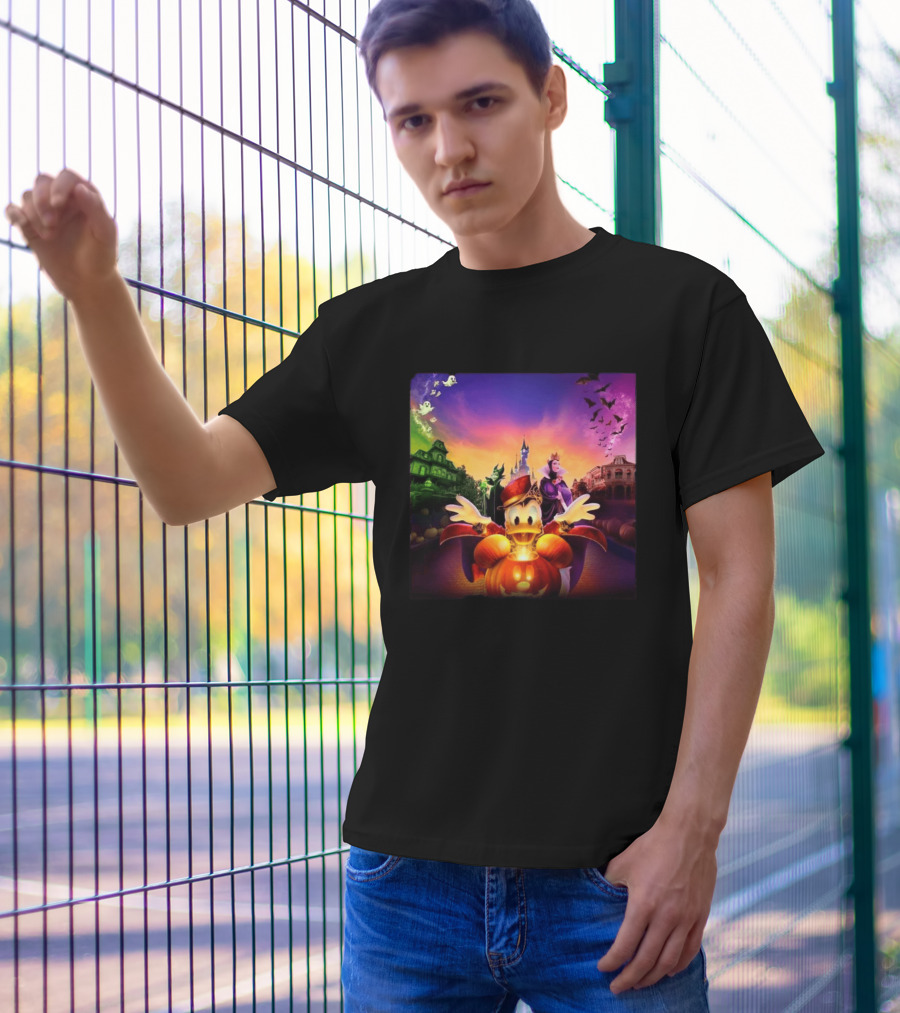 2026 Disney Halloween Festival Disneyland Paris With Haunted Mansion And Donald Duck T-Shirt