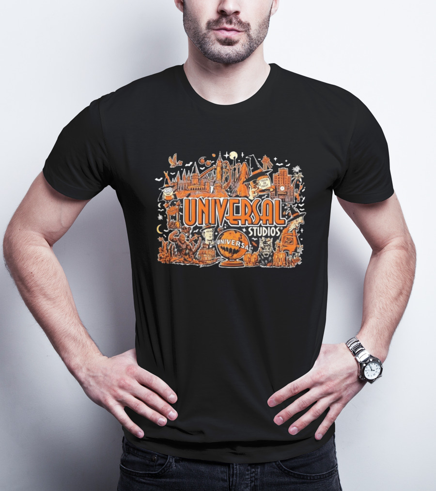 Universal Studios Halloween Horror Nights Trick Or Treat Monsters And Roller T-Shirt