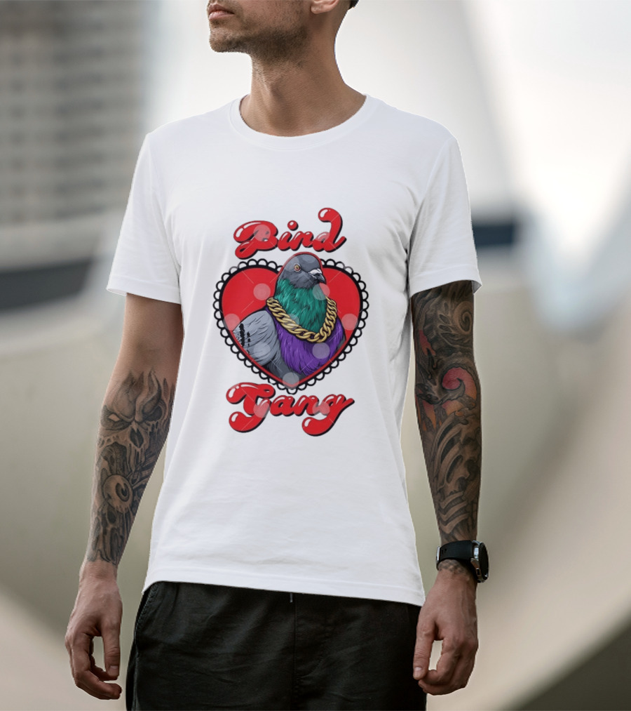 Bird Gang Pigeon With Heart Shaped Gold Chain T-Shirt
