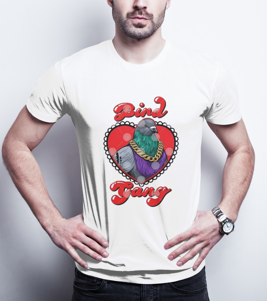 Bird Gang Pigeon With Heart Shaped Gold Chain T-Shirt