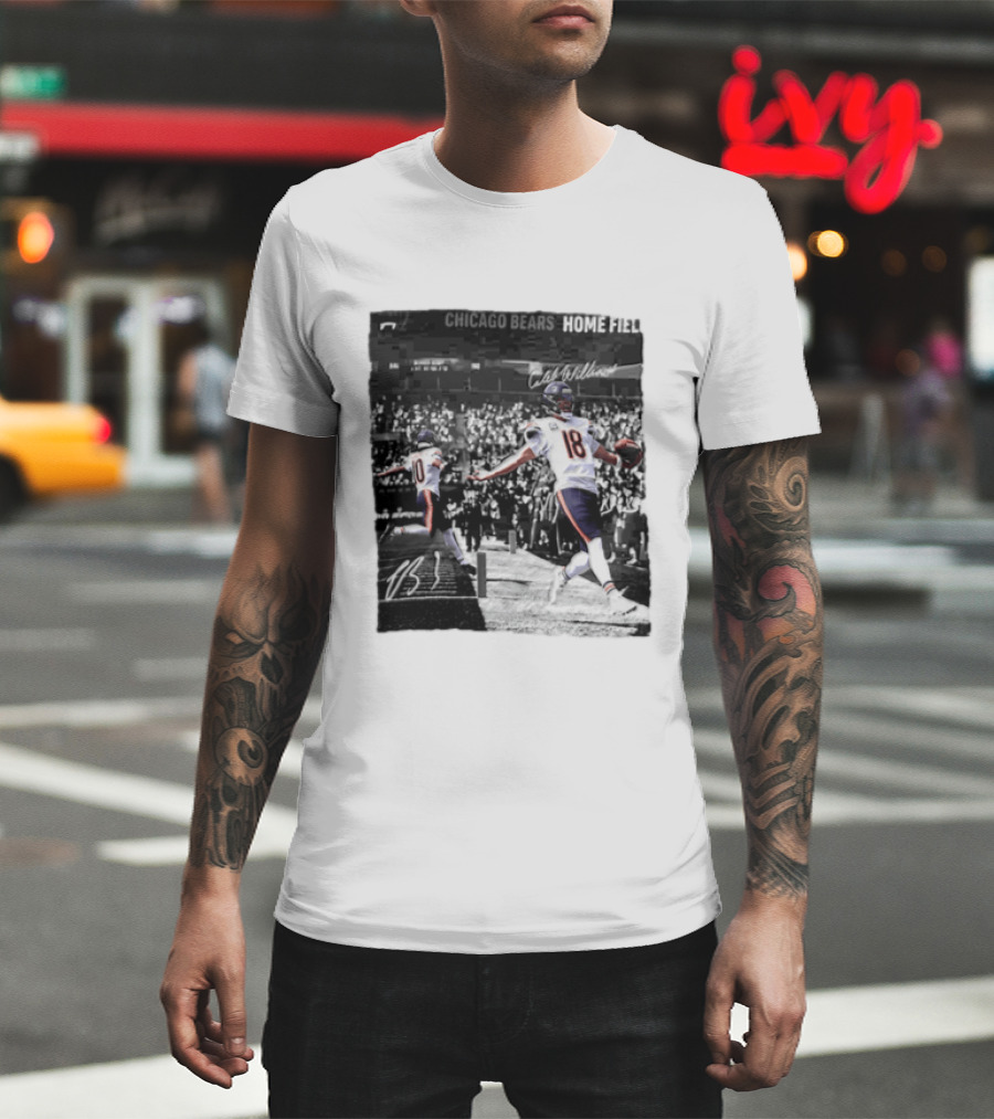 Chicago Bears Caleb Williams And Luther Burden Home Field Football T-Shirt