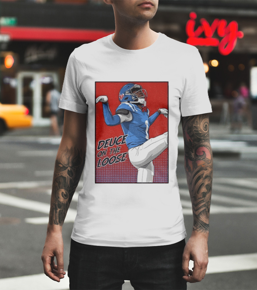 Deuce On The Loose Ole Miss Rebels Football Player Action T-Shirt