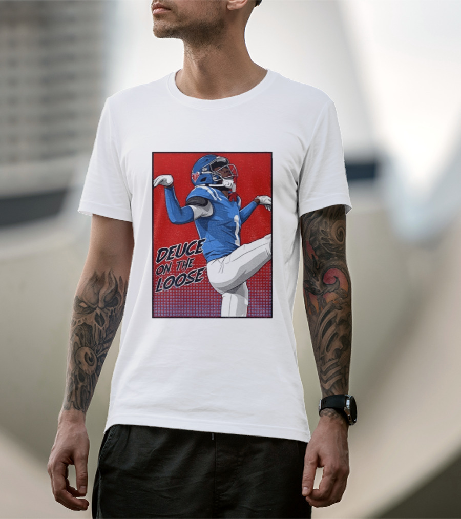 Deuce On The Loose Ole Miss Rebels Football Player Action T-Shirt