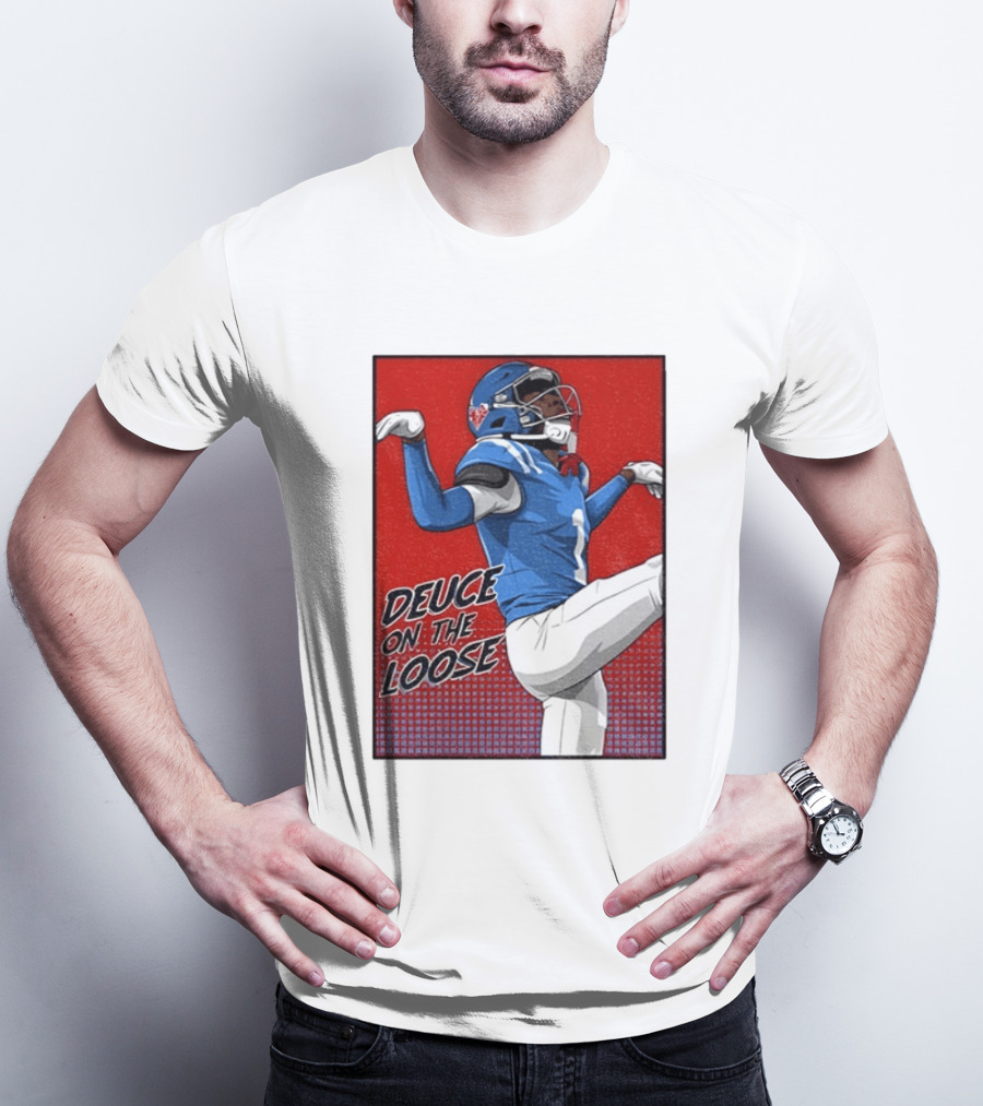 Deuce On The Loose Ole Miss Rebels Football Player Action T-Shirt