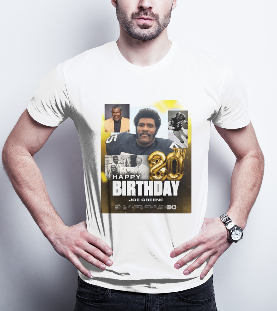 Happy 80th Birthday Joe Greene Pittsburgh Steelers 75 NFL Legend Iconic Moments T-Shirt