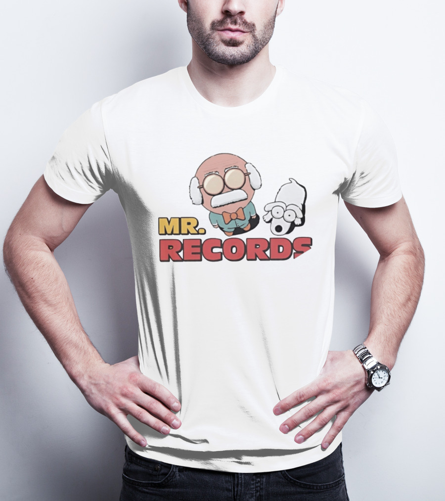 MR. RECORDS Cartoon Style Grandpa And Dog Duo T-Shirt