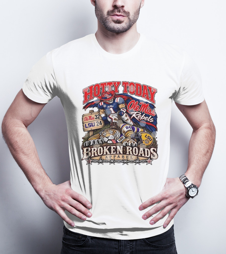 Ole Miss Rebels Victory Over LSU Hotty Today Broken Roads T-Shirt