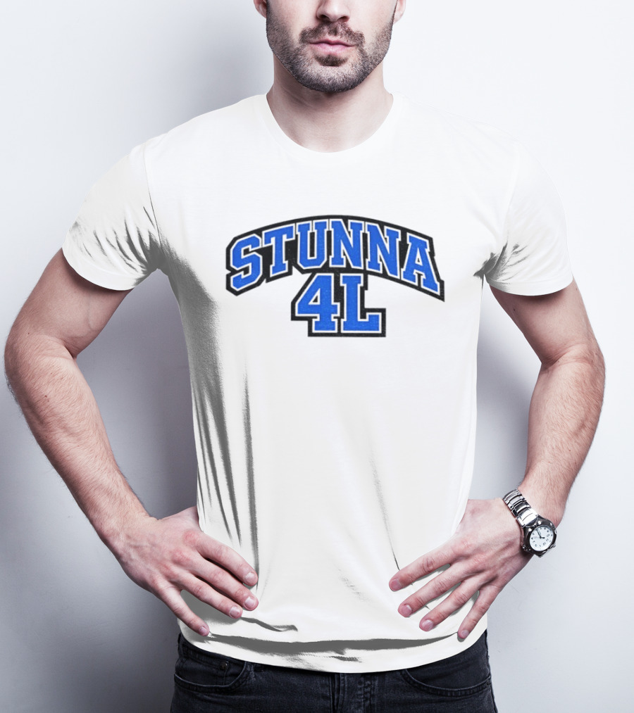 STUNNA 4L Bold Blue Arch Lettering T-Shirt