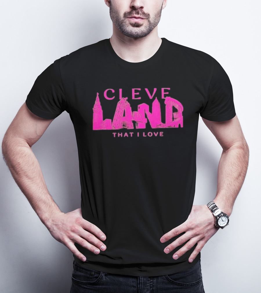 Cleveland Landmarks That I Love Pink Skyline T-Shirt