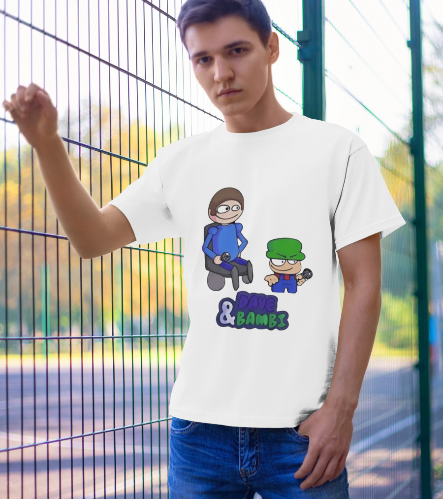 Friday Night Funkin Dave And Bambi Characters With Microphones T-Shirt