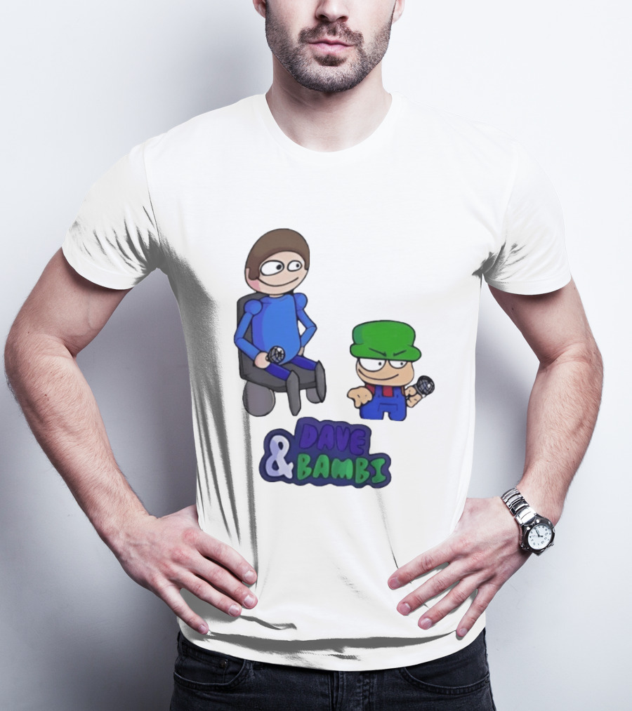 Friday Night Funkin Dave And Bambi Characters With Microphones T-Shirt